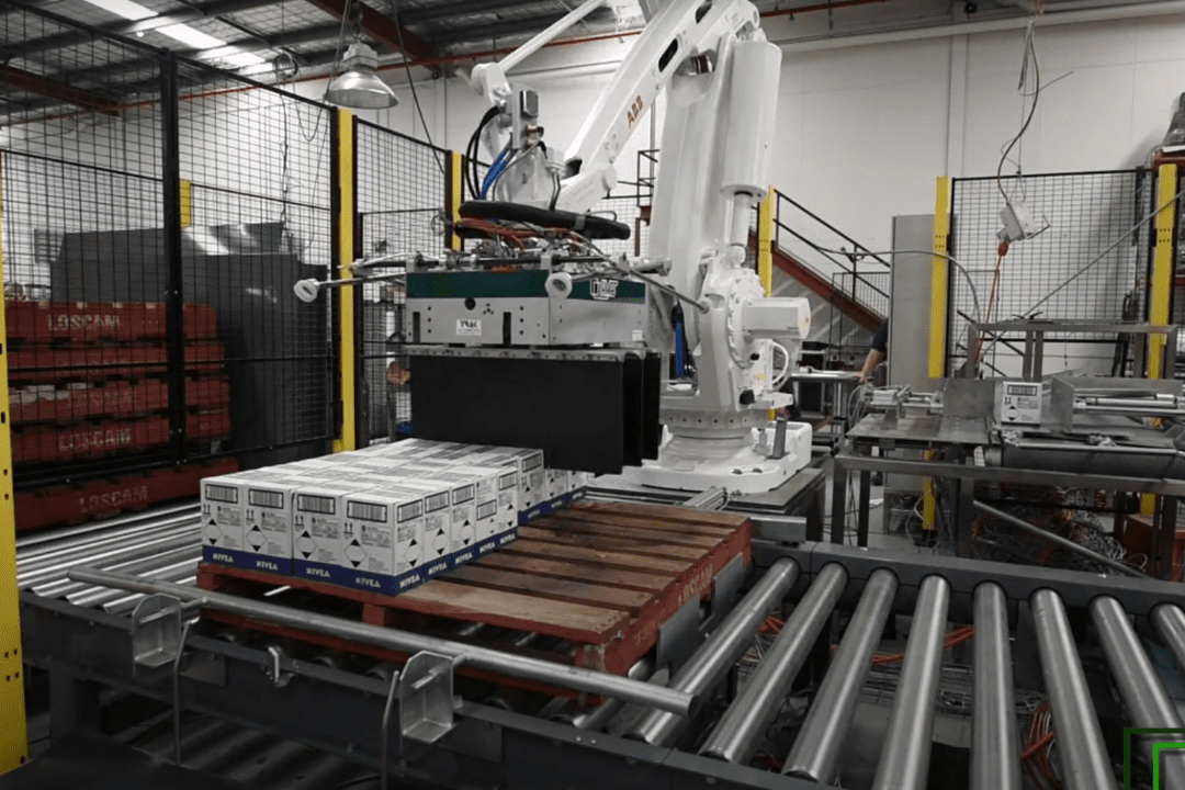 Robotic Palletiser & Stretch Wrapper With Plastic Top Sheet - Propac